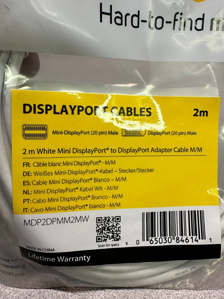 StarTech MDP2DPMM2MW 2m (6 ft) White Mini DisplayPort to DisplayPort 1. ...