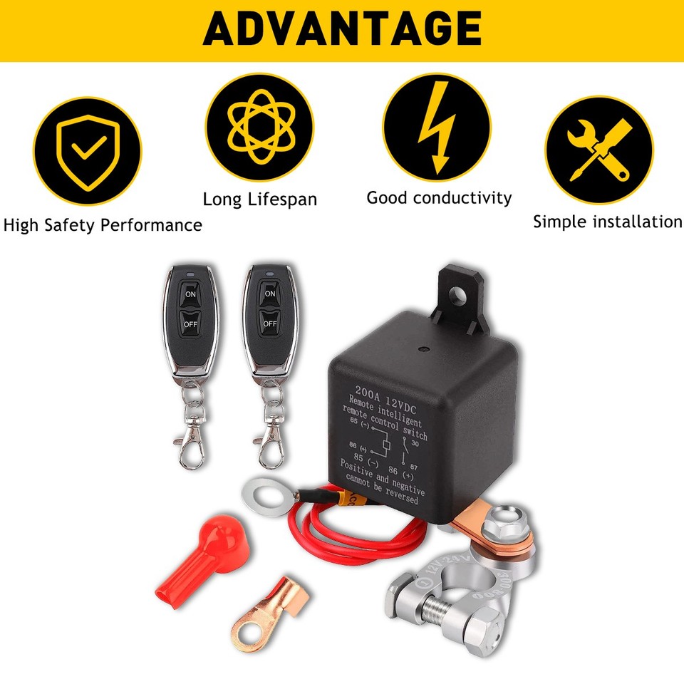 12V Universal Wireless Car Remote Control Battery Relay Disconnect ...