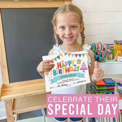 25 Colorful Birthday Certificates for Students Classroom Awards Teacher ...