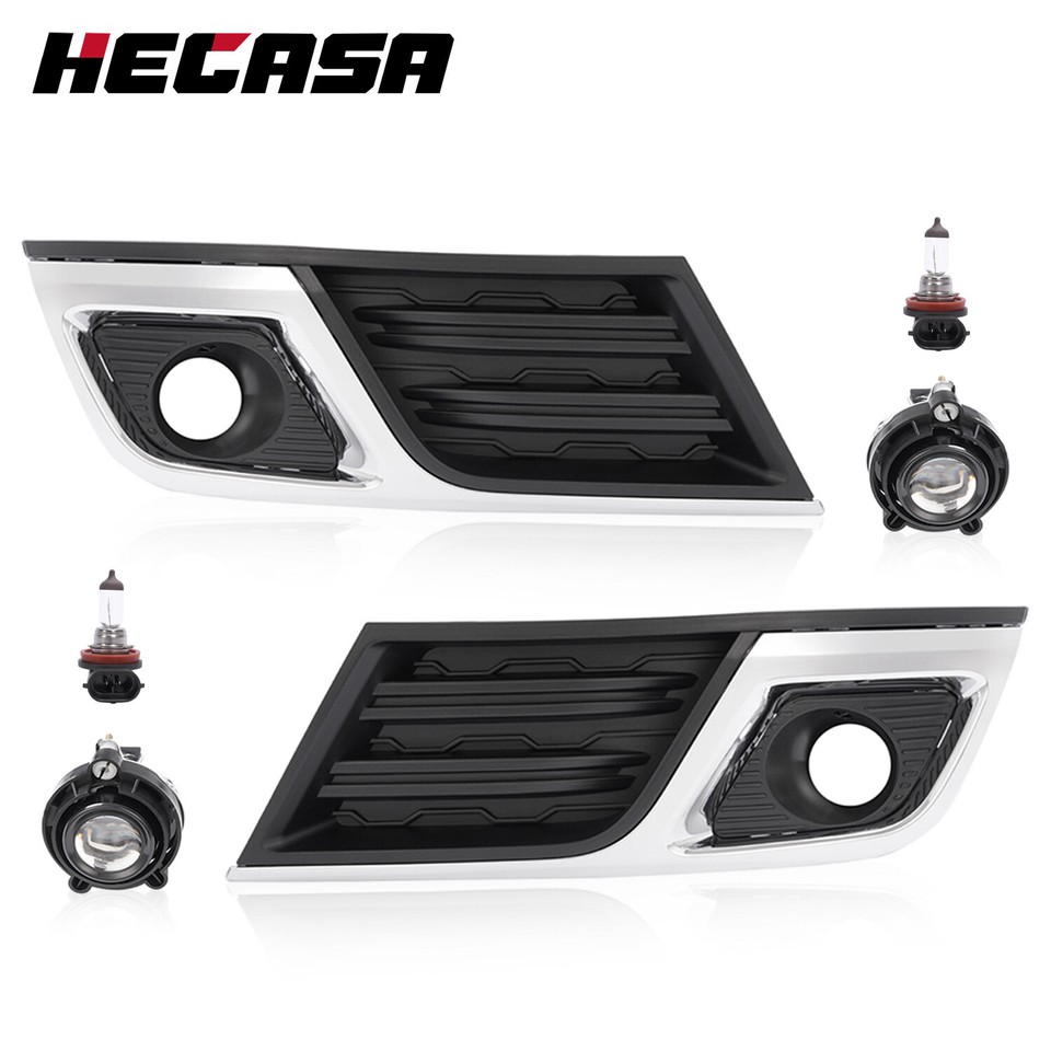 HECASA Pair Front Fog Lights w/ Bezel Trim For Chevrolet Traverse 13-17 ...