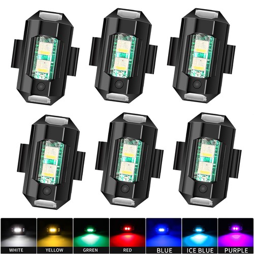 6x LED Warning Chargeable USB Strobe Light Aircraft Drone Pilot Lamp ...