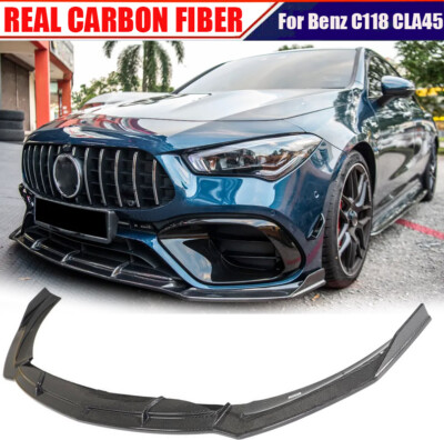 For Benz W118 C118 CLA45 AMG 2020-22 REAL CARBON Fiber FRONT BUMPER LIP ...