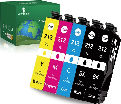 5PK 212XL T212XL Ink Cartridges For Epson work with WF-2830 WF2850 XP ...