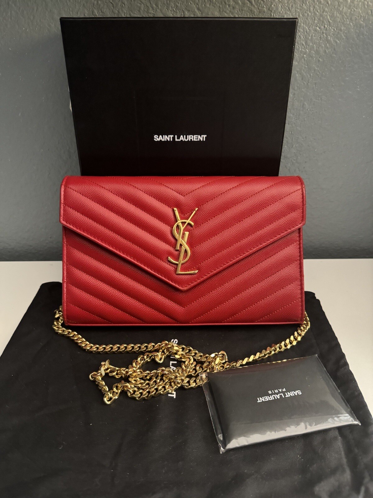 Saint Laurent YSL Cassandre Large Envelope Wallet On … - Gem