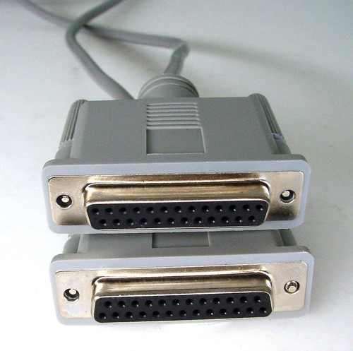 PC Null Modem / RS232 serial data transfer cable / lead 25-pin DB25 ...