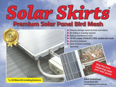 Solar Skirts - Stainless Steel - Premium Solar Panel Bird Mesh - 30 ...