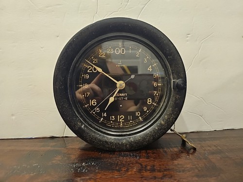 Vtg Seth Thomas WWII U.S Navy 24 Hour Military Clock. Functional, With ...