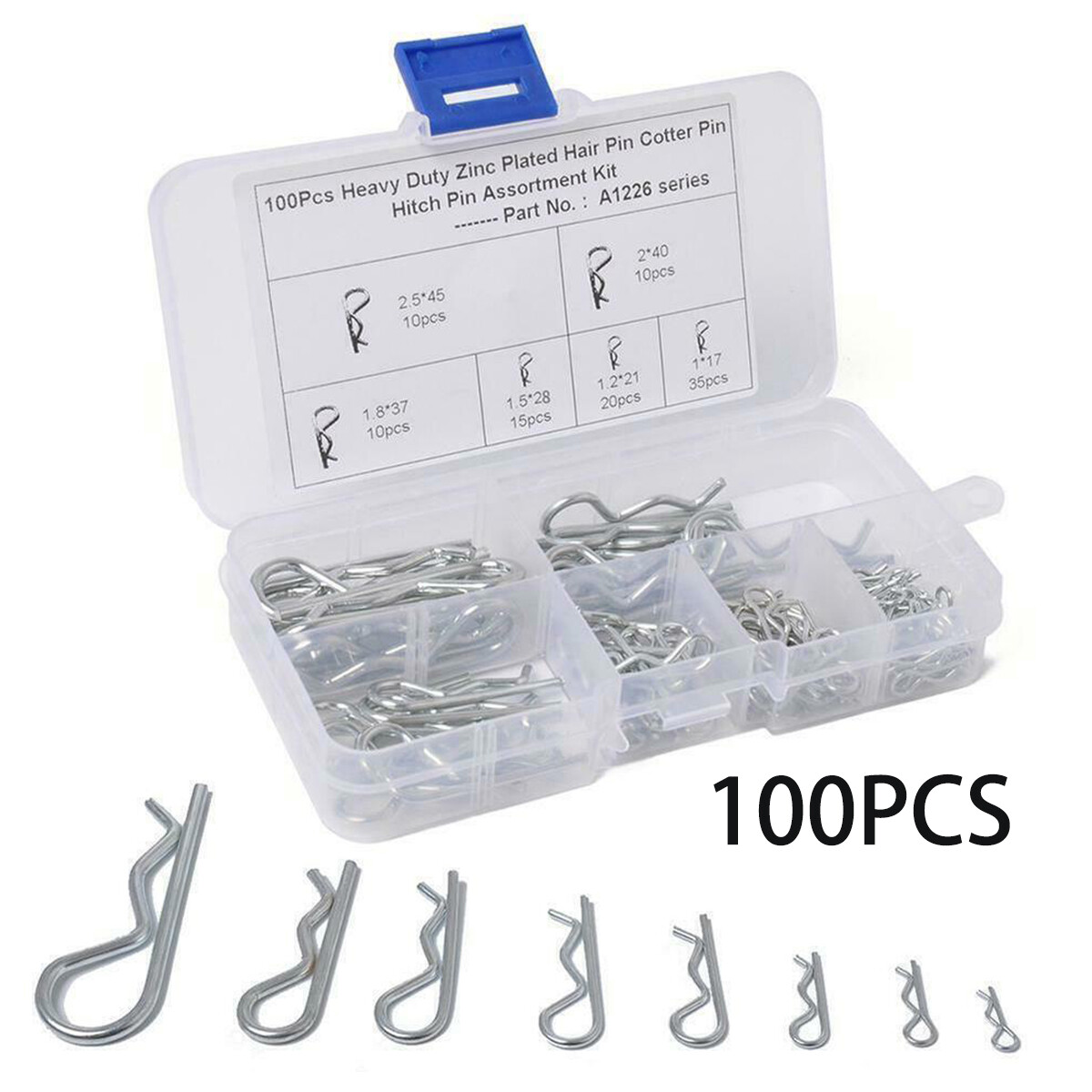 100pcs R Clips Spring Lynch Hitch Cotter Hair Pin Assortment Steel ...