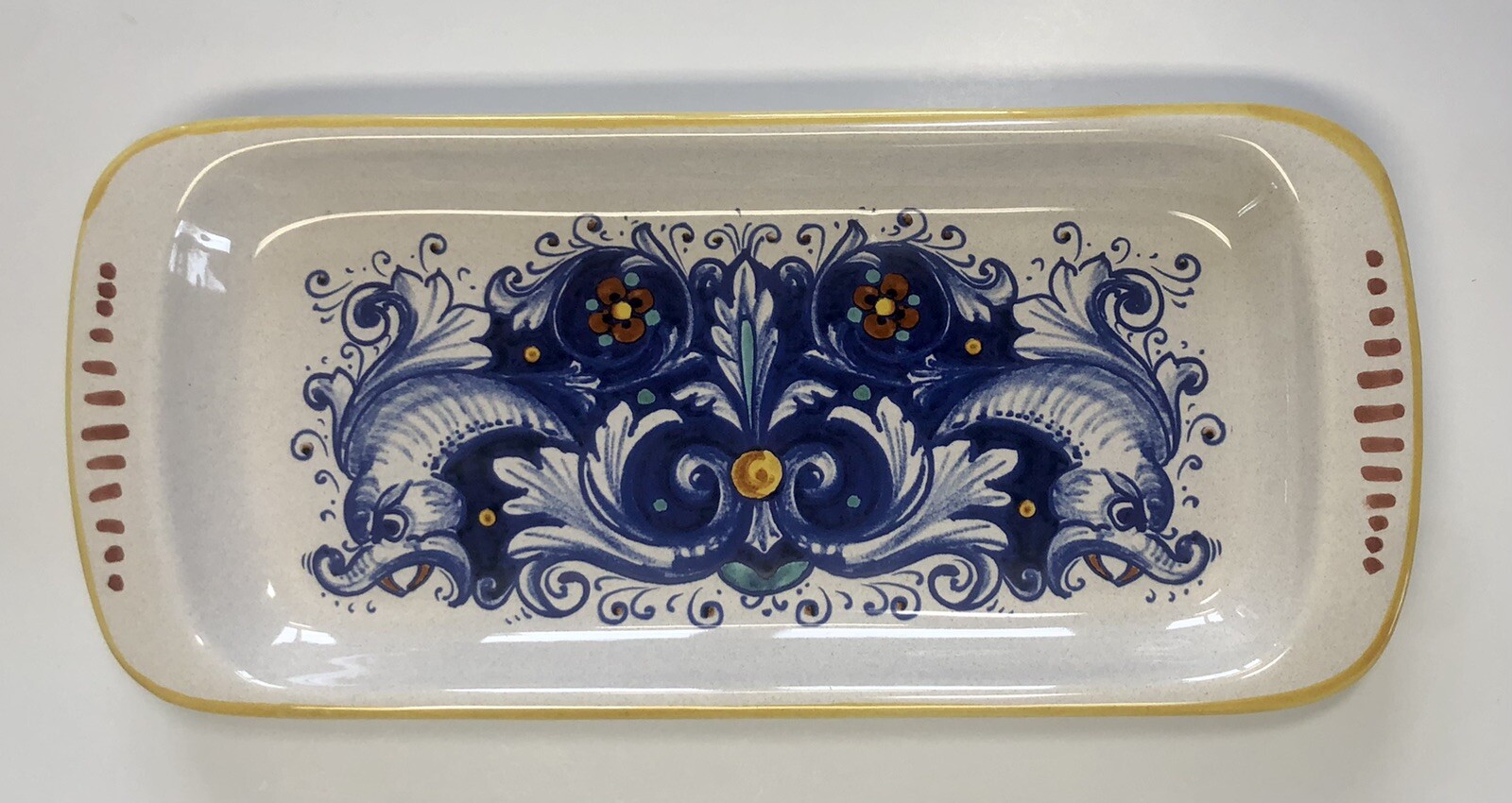 Deruta Ceramiche Rafaellesco Platter Tray 2 Blue Dragons Italy Ceramic ...