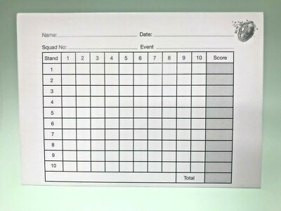 Clay Pigeon Shooting Score Cards 450gsm for Sporting | eBay