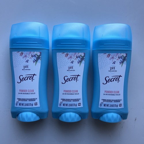 Secret Deodorant Powder Clean 2.6oz each Invisible Solid 3 Pack Exp 05/ ...