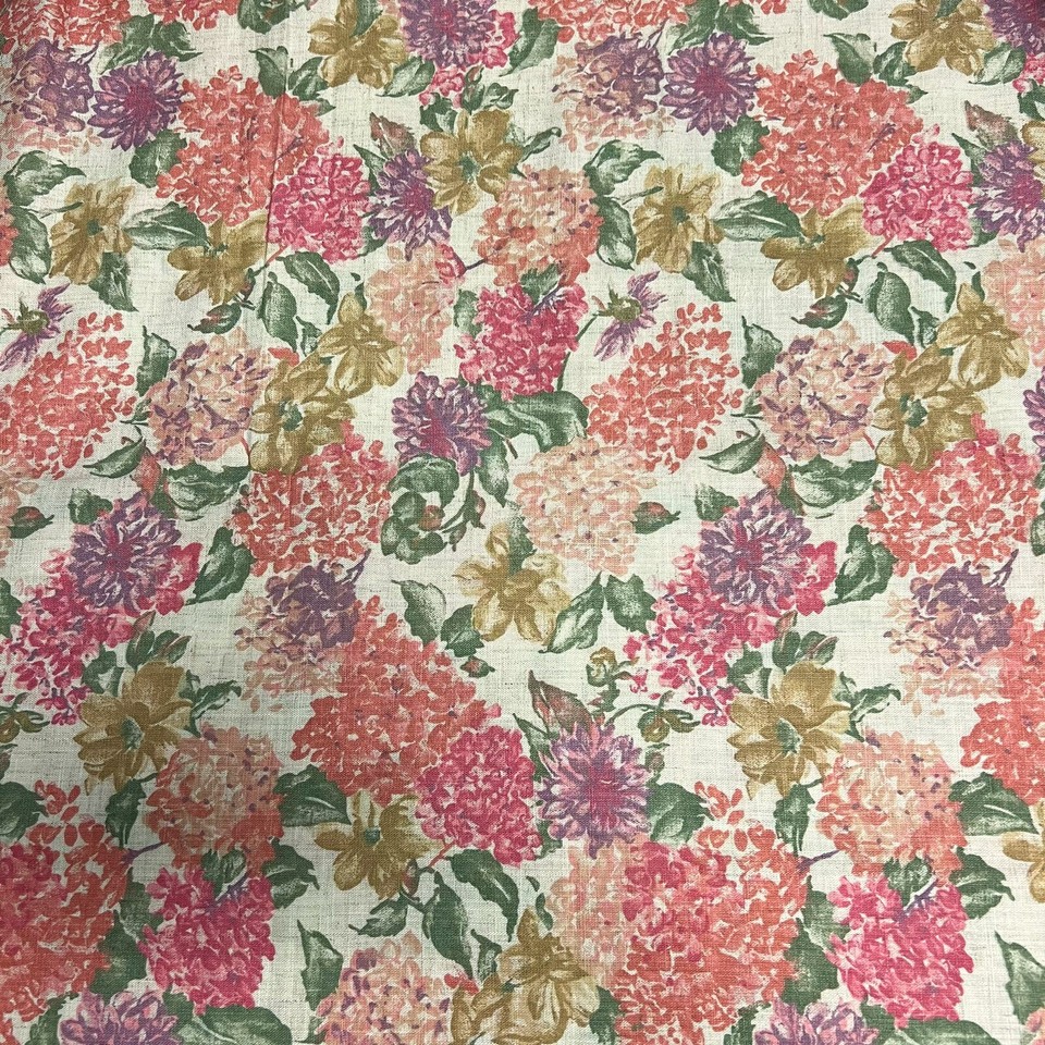 Vintage Fabric Hydrangea Floral Sewing Craft Quilting 60” x 1.66 Yards ...