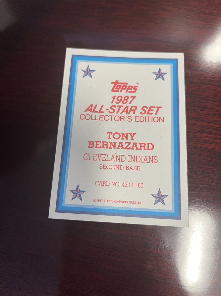 1987 TOPPS ALL STAR #43 TONY BERNAZARD CLEVELAND INDIANS | eBay