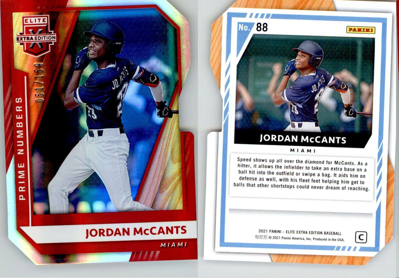 Jordan McCants 2021 Elite Extra Edition Prime Numbers Die Cut #88 /159 ...