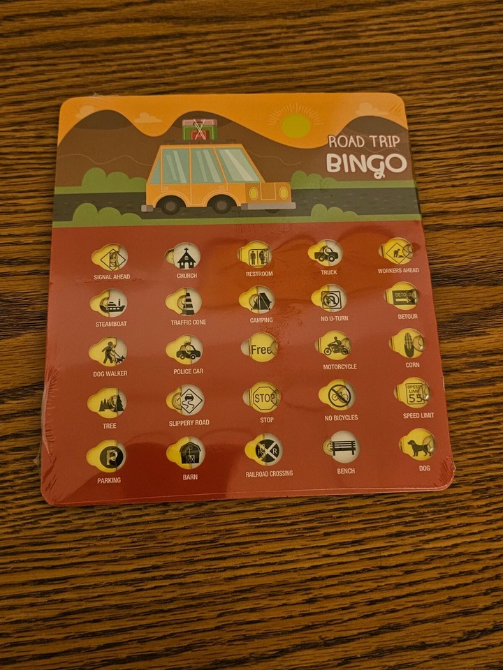 ROAD TRIP BINGO Travel Cards Games Road Car Trips Regal / Set Of 4 ...
