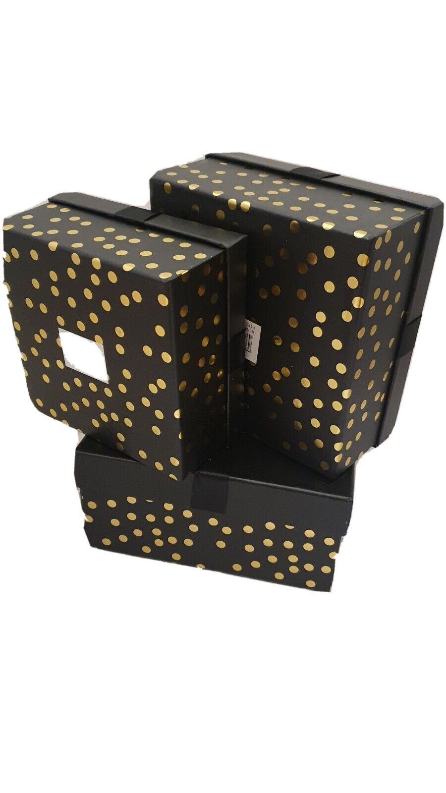GIFT BOXES 3 SET GOLD BLACK BOX SQUARE STORAGE PRESENT XMAS MEDIUM SIZE ...