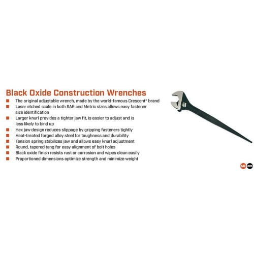 10 in. Adjustable Construction Wrench | Crescent Oxide Cresent Black ...