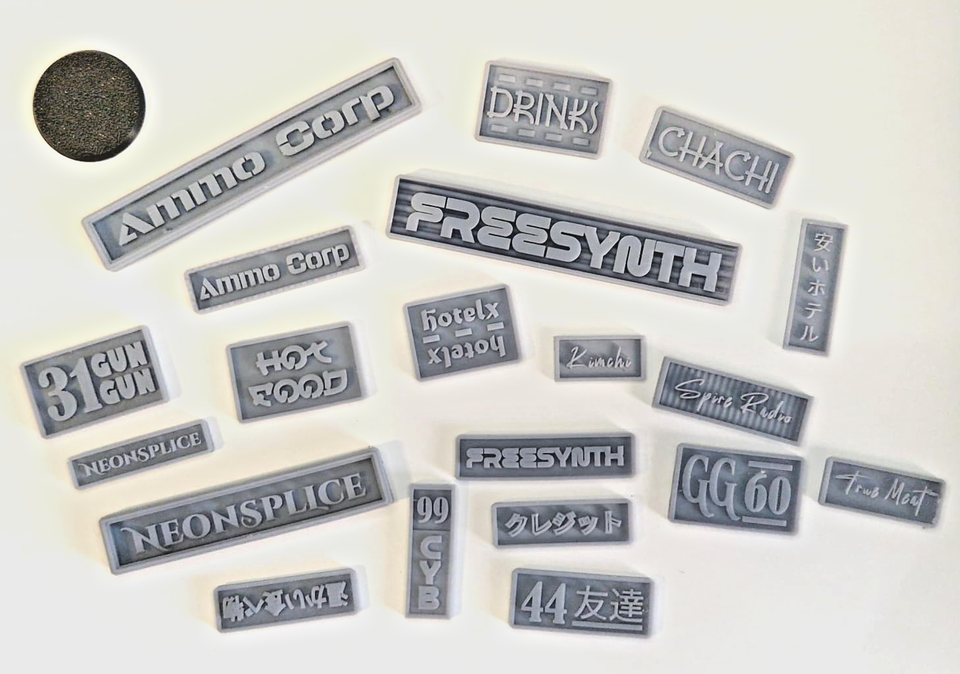 Cyberpunk Hive Sector Neon Signs - 32mm 28mm Scatter - Compatible w ...
