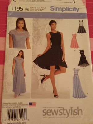 Simplicity Pattern 1195 Fit Flare Prom Formal Dresses Size 12 14 16 18 ...