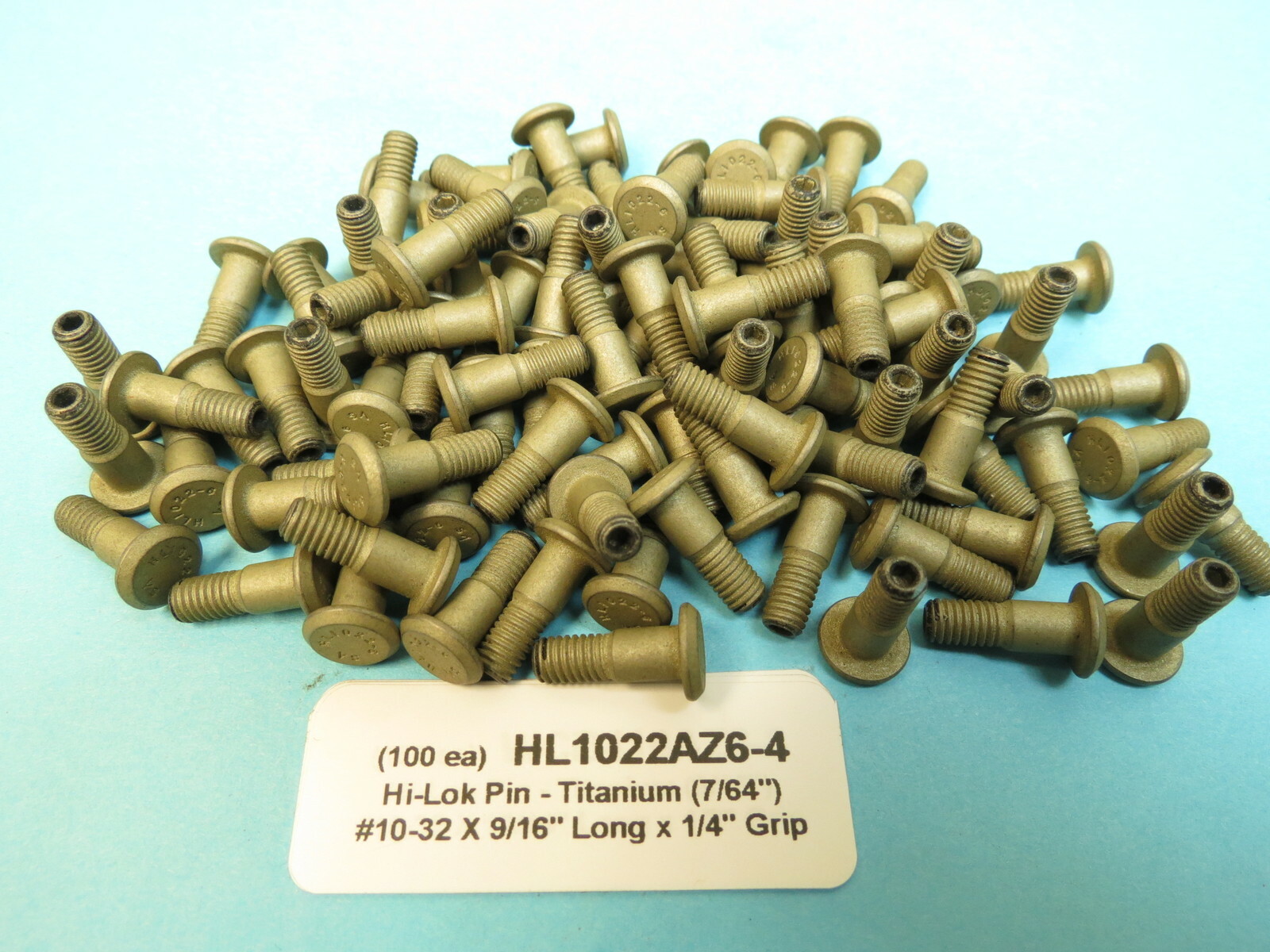 (100) Titanium #10-32 x 9/16 Long Hi-Lok Aerospace Oversize Pin Bolt ...