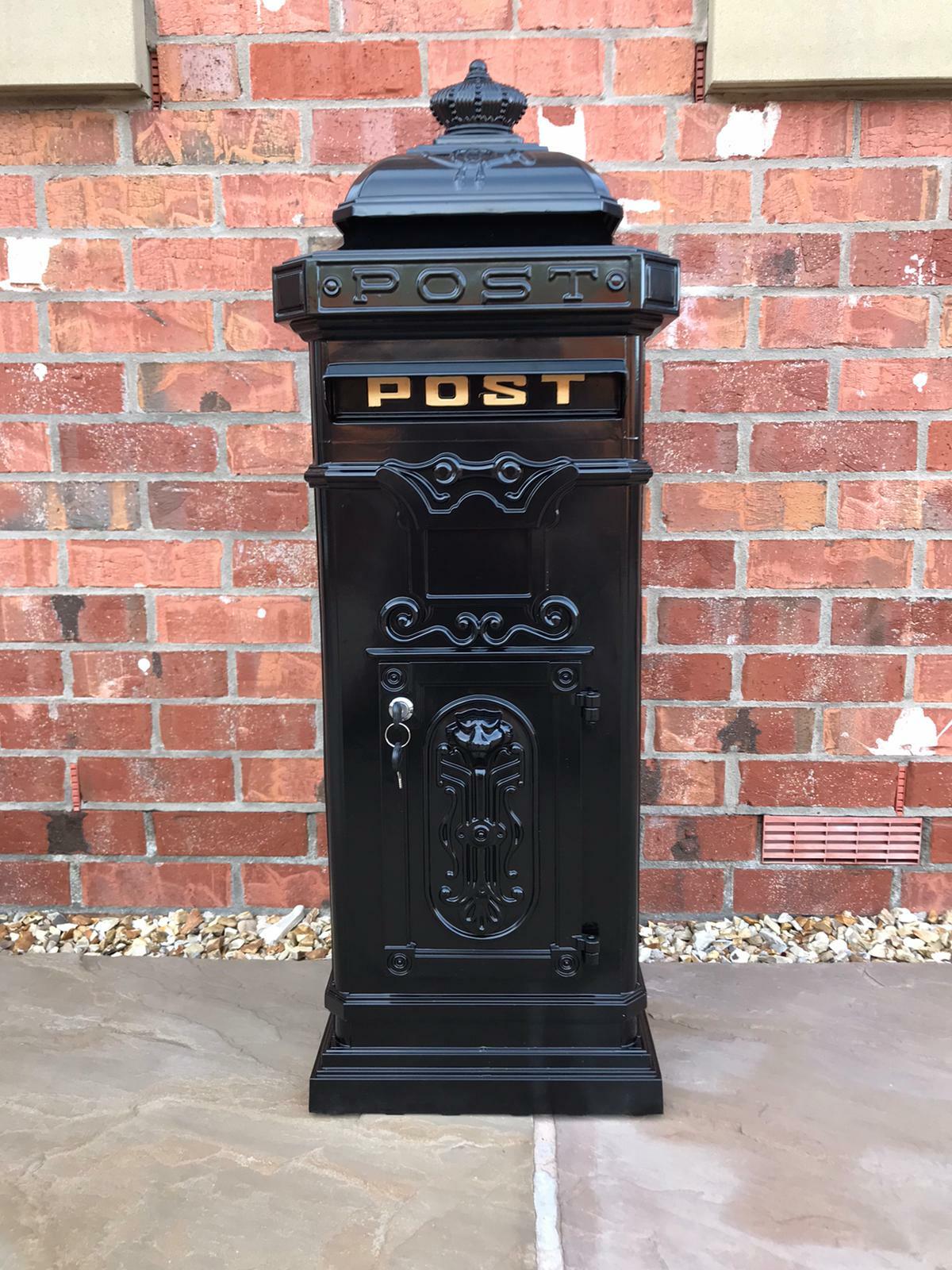 METZ Large Black Letter Box Post Box Mail Letterbox Drop Tall Free ...