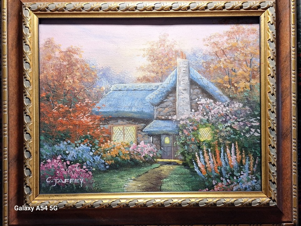 Cottage Painting by C. Jaffey Style Similar to Thomas Kinkade | eBay