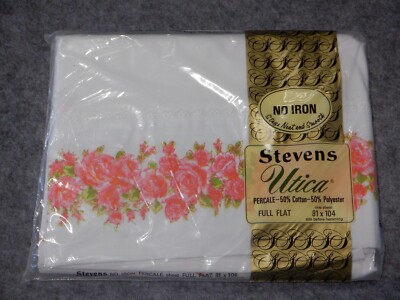 Sheets - Vintage Stevens Utica Beauty Rose Full Flat 81x104 No-Iron ...