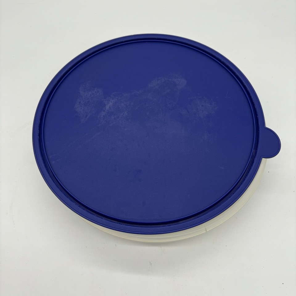 Tupperware Large Round Pie Cupcake Container 12” Blue Lid, Sheer ...