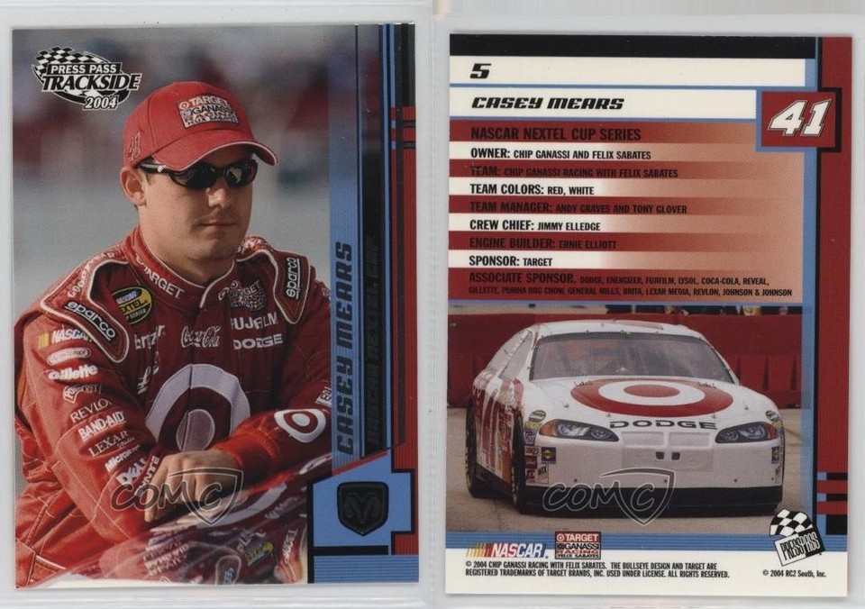 2004 Press Pass Trackside Casey Mears #5 0kz8 | eBay
