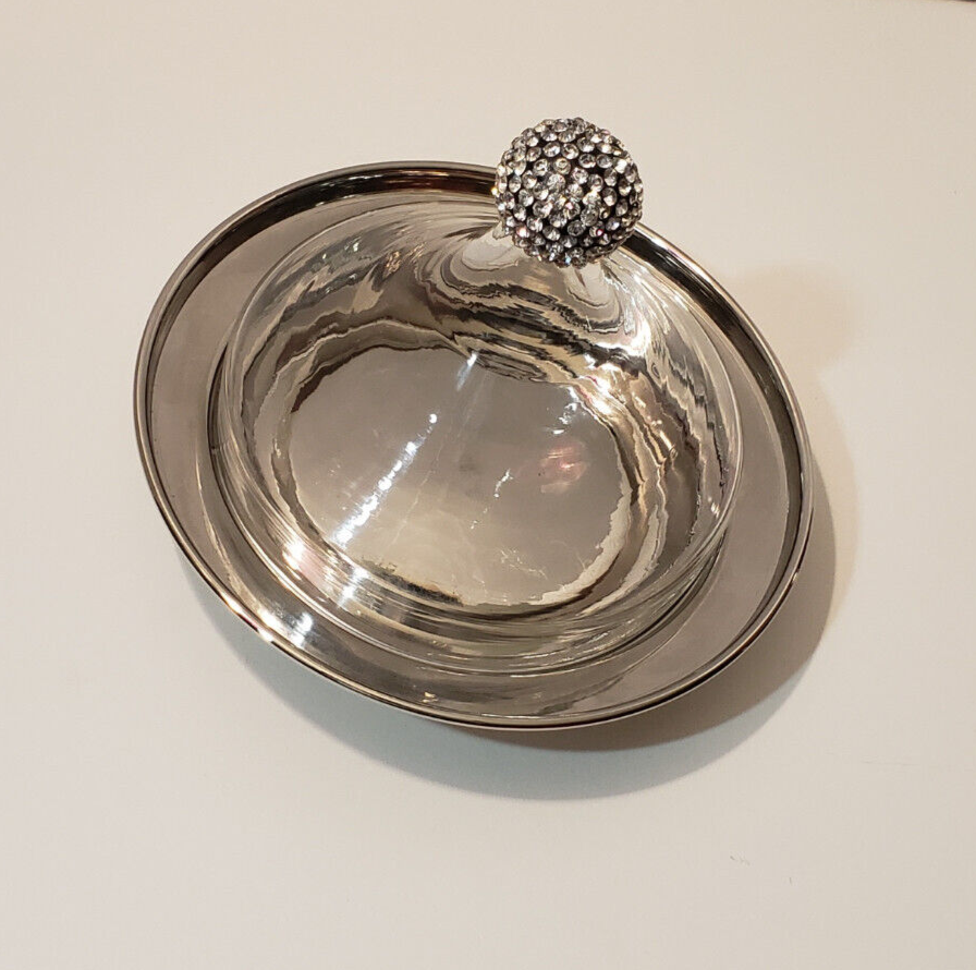 Rhinestone Glass Serving Tagine Covered Dish, Dessert, Cheese, Server ...