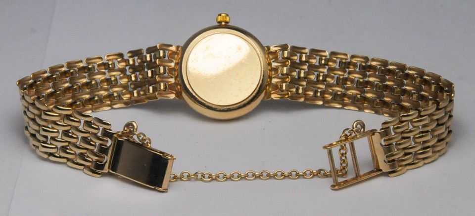 Ladies Sovereign Watch 9ct Yellow Gold Case and Bracelet with Safety ...