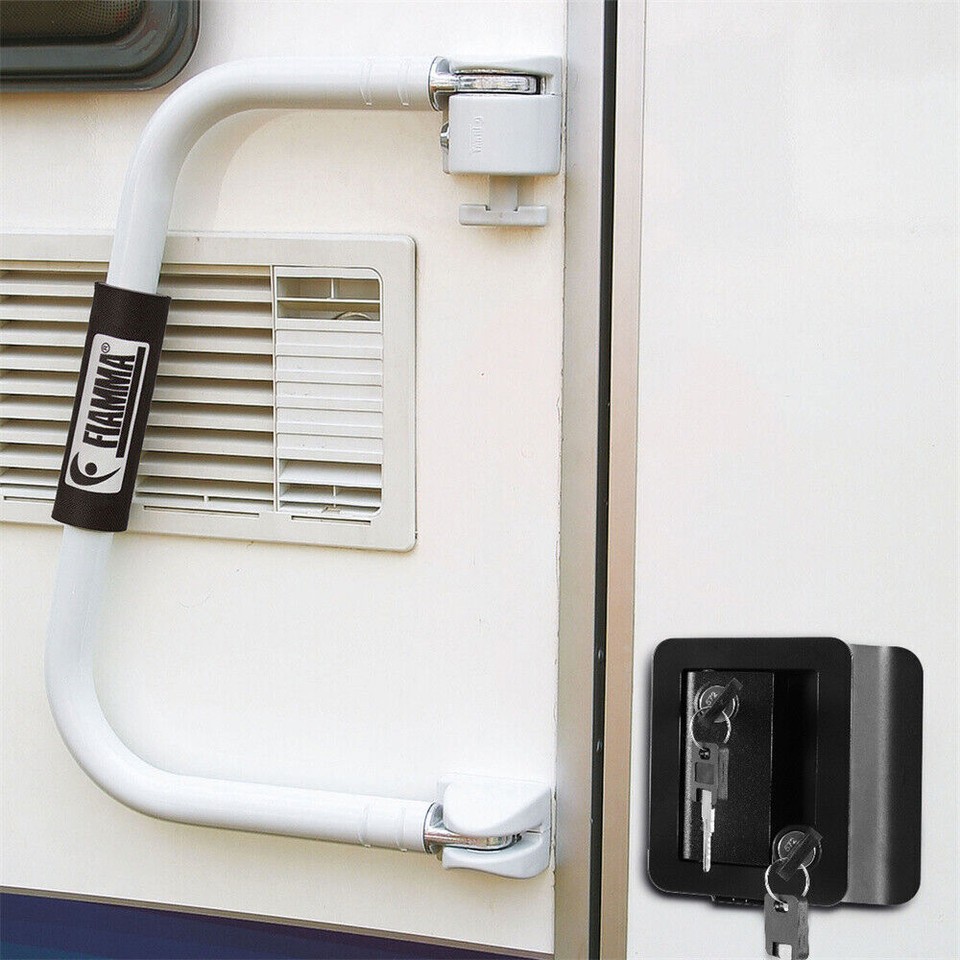 Black RV Paddle Entry Door Lock Latch Handle Knob Deadbolt For Camper ...