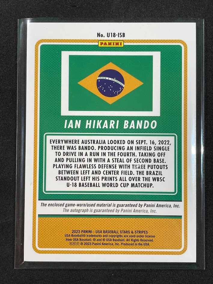 2023 Panini USA Stars & Stripes Ian Hikari Bando Patch Auto /72 Brazil ...