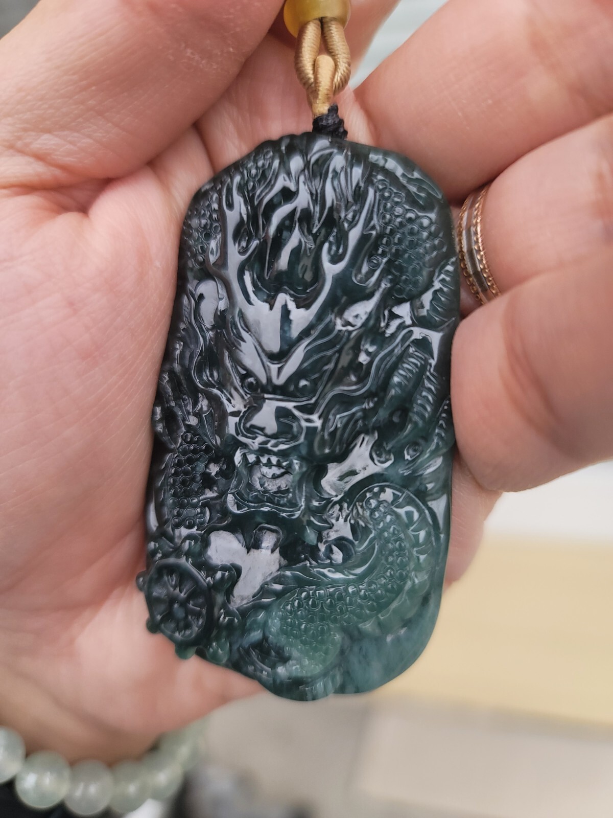 Brand New Jadeite Carved Dragon Pendant - 100% Natural Hand Made Icy ...