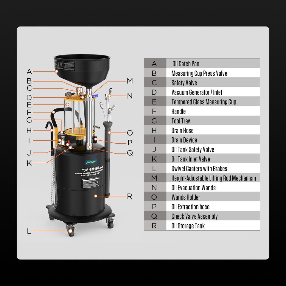 70L Pneumatic Waste Oil Extractor & Vacuum Fluid Drainer Machine ...