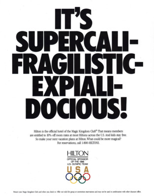 1988 Hilton Hotels: Supercali Fragilistic Expiali Docious Vintage Print ...