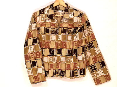 ELCC full zip fitted lined beige tapestry jacket / women's M / great ...