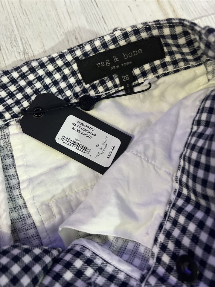 Men's RAG & BONE Navi Gingham Base Shorts · Size 28 White Black | eBay