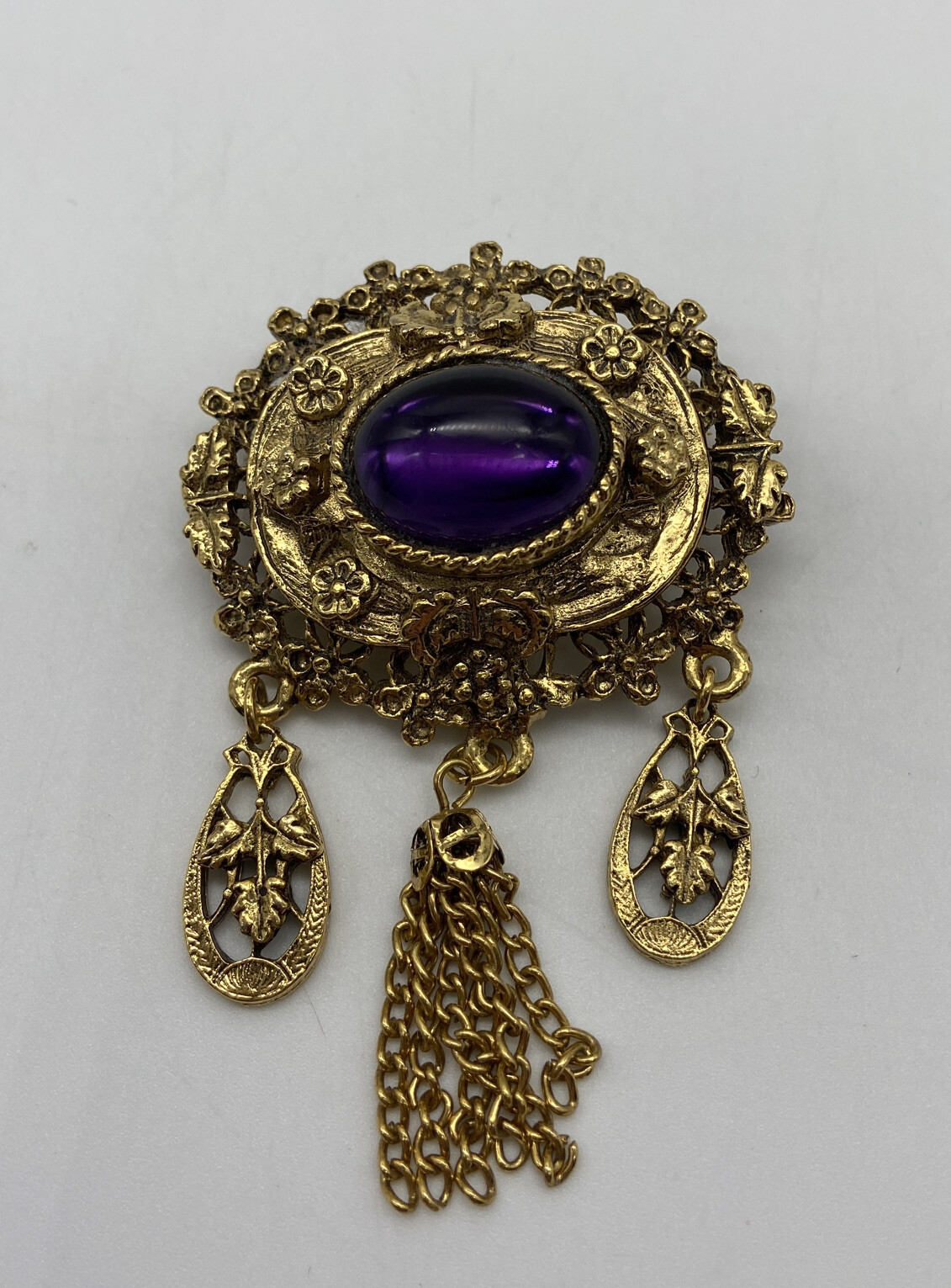 Victorian Style Steampunk Purple Cabachon Lady Brooch… - Gem