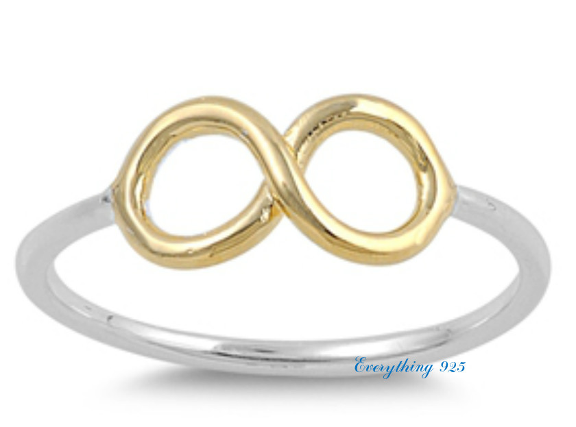 Sterling Silver 925 INFINITY KNOT 2TONE COLOR DESIGN PROMISE RING 7MM ...
