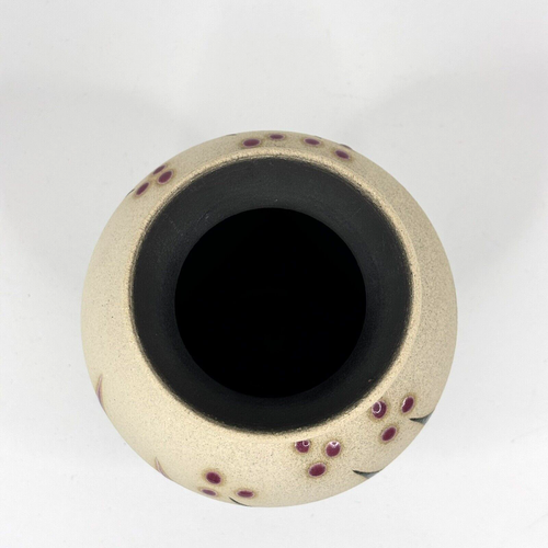 Michael Cho Stoneware Pottery Vase Mixed Finish Abstract Floral Signed ...