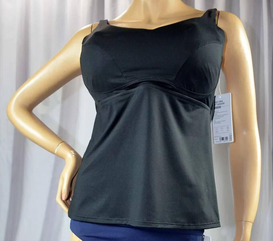 NWT Retail $74 Athleta 40D/DD 40 D/DD Black Bondi Bra Cup Tankini Top ...