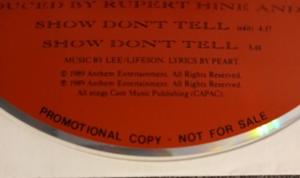 RUSH - Show Don't Tell - PRO-4 Anthem Canada - 1989 2 Track Promo CD ...