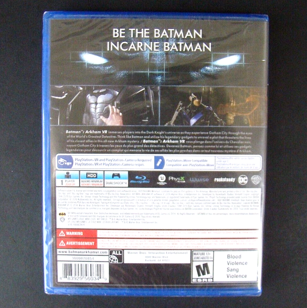 Batman: Arkham VR Sony PlayStation 4 Video Game PS4 Rocksteady Brand ...