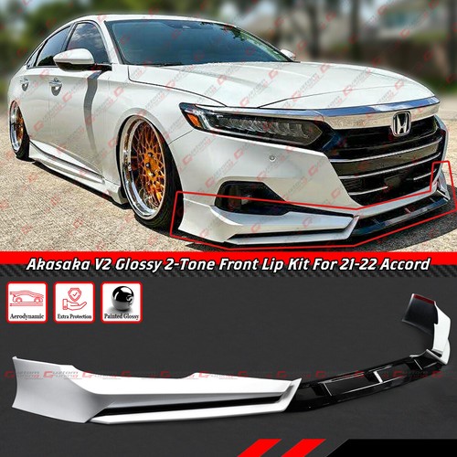 For 2021-2022 Honda Accord V2 Akasaka Platinum White Pearl Front Bumper ...