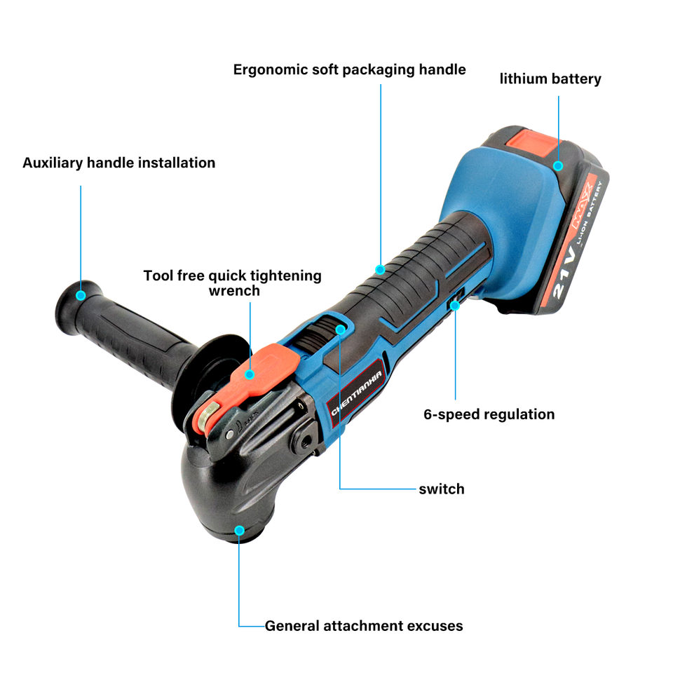21V Oscillating Multi Tool Cordless Sander Scraper Saw 6 Speeds With 2 ...