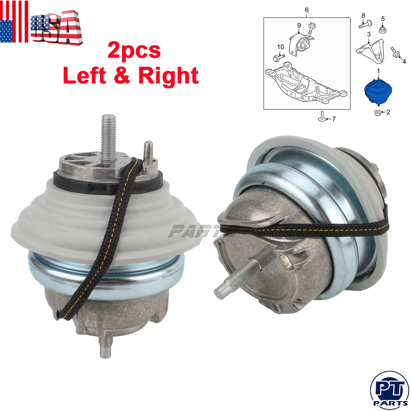 2Pcs Fits Jaguar XF XJ 2009-2013 Left &Right Engine Motor Mount ...