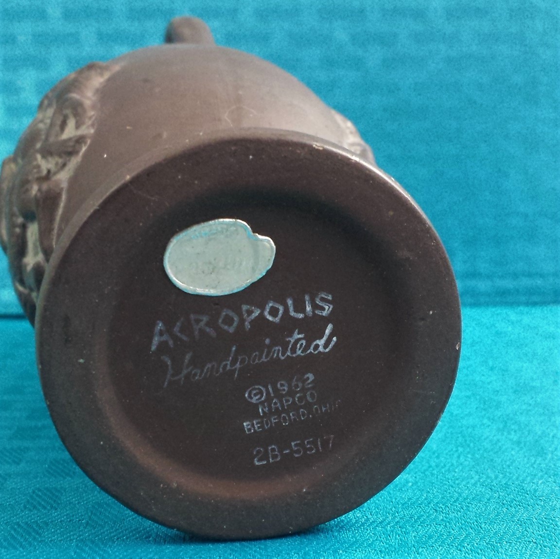 VINTAGE COLLECTIBLE NAPCO ACROPOLIS HAND PAINTED BROWN POTTERY VASE | eBay