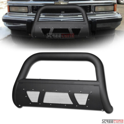 For 88-00 GMC C10 C/K Sierra Matte Black Studded Mesh Bull Bar Push ...