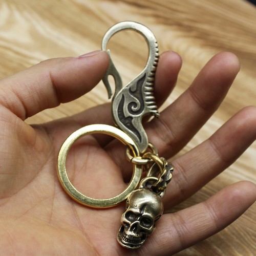 Brass Keychains Pant Clip Bag Wallet Car Keyrings Key Holder With Skull ...